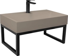 Rea Goya, umyvadlo z konglomerátu s černou konzolou, 70 cm, béžová, KPL-U4414