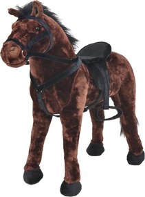 vidaXL Stojící plyšová hračka kůň tmavě hnědý XXL [91327]
