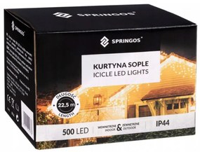 LED krápníky - 22,5m, 500LED, 8 funkcí, ovladač, IP44, modrá