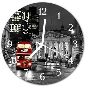 Skleněné hodiny kulaté Autobus v Londýně fi 30 cm