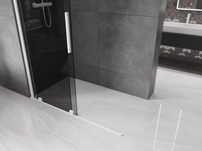Mexen Velar, sprchová zástěna s posuvnými dveřmi Walk-in 140 x 200 cm, 8mm šedé sklo, bílá matná, 871-140-000-43-20
