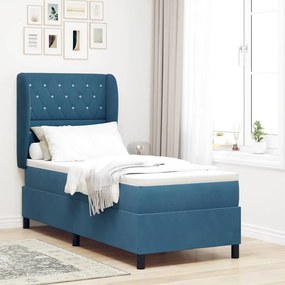 Postel s boxspringem s čelo Tmavě modrá 200 x 80 cm samet 3340848