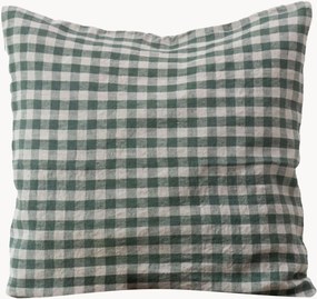 Lněný povlak na polštář Forest Green Gingham