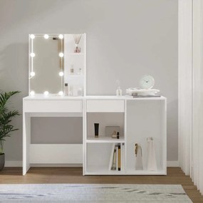 vidaXL LED toaletní stolek se skříňkou bílý kompozitní dřevo [3082017]
