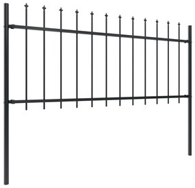 vidaXL Zahradní plot s hroty ocelový 11,9 x 0,8 m černý