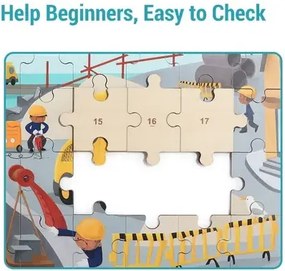 TOP BRIGHT Dřevěné puzzle s hračkou Buldozer / 24 dílků