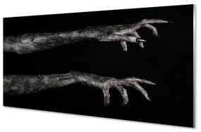 Obraz na skle Černé pozadí špinavé ruce 100x50 cm