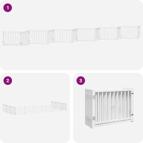 Zábrana pro psy s dvířky skládací 12 panelů bílá 960 cm topol 3155732