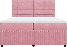 Box spring postel s matrací růžová 200x200 cm samet 3294735