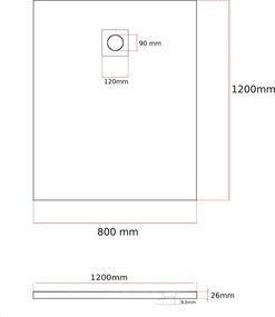 Gamma Erga Oldaf, SMC obdélníková sprchová vanička 120 x 80 cm, šedá matná, ERG-GMA-OL-80120G