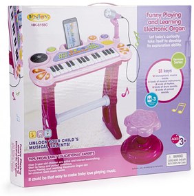 Dětský keyboard s mikrofonem Laura růžový