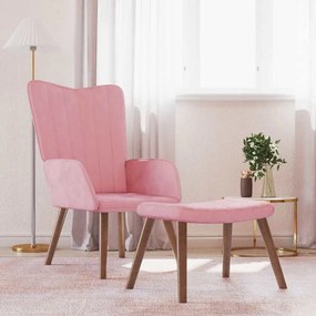 Relaxační křeslo se stoličkou růžové samet 327670