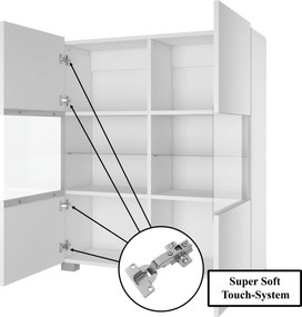 Komoda Belini Premium Full Version bílý lesk + LED osvětlení Nexum 2  NEX KOM1/1/W/W/0/0