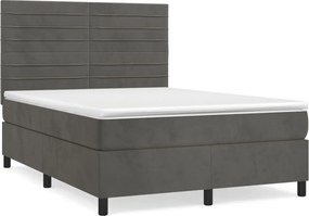 Box spring postel s matrací tmavě šedá 140x200 cm samet 3143086