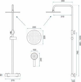 Rea Parot, sprchová souprava s termostatickou baterií, zlatá matná, REA-P2323