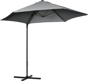 Zahradní slunečník Outsunny Ø256x245 cm s 360° otočným ramenem, manuálním otvíráním a křížovou základnou pro terasu venku | Aosom