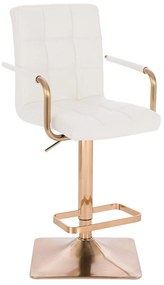 LuxuryForm Barová židle VERONA GOLD na zlaté hranaté základně - bílá