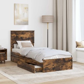 Postel s úložným prostorem se zásuvkou Kouřový dub 75 x 190 cm 3410851