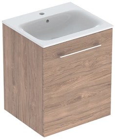 Geberit Selnova Square - Umyvadlová skříňka 635x538x480 mm, s umyvadlem, 1 dvířka, ořech hickory 501.250.00.1