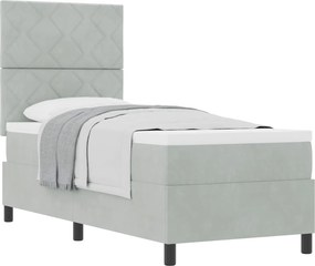 Postel s boxspringem s čelo Světle šedá 80 x 200 cm samet 3339860