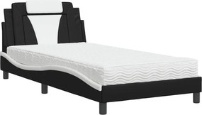 Postel Viana s matrací černá a bílá 100 x 200 cm umělá kůže 3208780