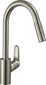 Hansgrohe Focus M41 dřezová baterie s vytahovací sprškou, 2 proudy vzhled nerezu 31815800