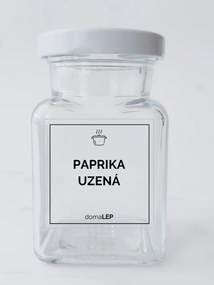 Samolepka na kořenky PAPRIKA UZENÁ průhledná 5 × 5 cm tučné písmo