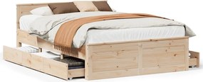 Postel bez matrace s čelem 140 x 190 cm masivní borovice 3308777