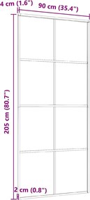 Posuvné dveře hliník a ESG sklo 90 x 205 cm černé 288065