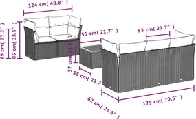 6dílná zahradní sedací souprava s poduškami černá polyratan 3223480