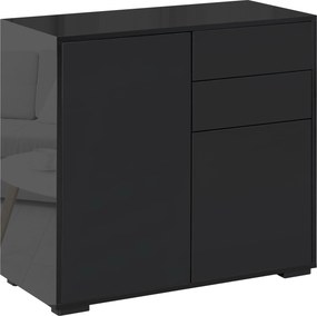 HOMCOM příborník černý s 2 zásuvkami a 2 dvířky proti naklonění do obývacího pokoje ložnice 117x36x74cm
