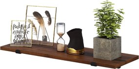 Nástěnná police sada, 2 kusy floating dekorativní police, 60x20x7 cm, hnědá a černá