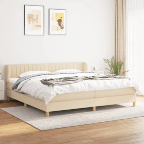 Box spring postel s matrací krémová 200x200 cm textil,  3126994