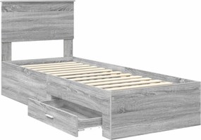 Rám postele Šedý Sonoma a stříbrná 75 x 190 cm Kompozitní dřevo 3410963