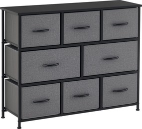 HOMCOM Komoda s 8 textilními zásuvkami, úložná skříň s úchyty, kovový rám, moderní design do ložnice, obývacího pokoje v tmavě šedé barvě | Aosom