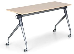 Skládací jednací stůl se sklopnou deskou TRAINING PLUS, 1450x450 mm, bříza