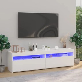 TV skříňky s LED osvětlením 2 ks bílé vysoký lesk 75x35x40 cm