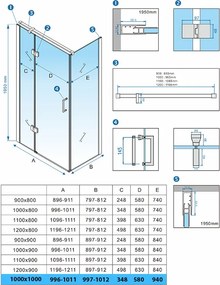 BPS-koupelny Čtvercový sprchový kout HYD-SK01D 100x100 černá/transparent + vanička HYD-SSV-ST06A černá