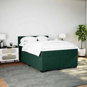Box spring postel s matrací tmavě zelená 140x200 cm samet 3286333