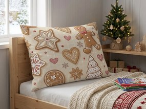 Bavlněný povlak na polštář GINGERBREAD JOY 70x90 cm, béžový