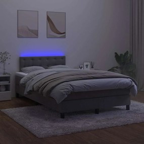 Box spring postel s matrací a LED tmavě šedá 120x200 cm samet 3134634