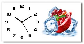 Wallmuralia Skleněné hodiny na stěnu tiché Granátové jablko s ledem 60x30 cm