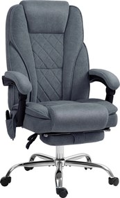 Vinsetto Masážní kancelářská židle s vytápěním - ergonomická židle s nastavitelnou výškou, sklápěním opěradla, drátovým ovladačem, zasouvatelným opěrn