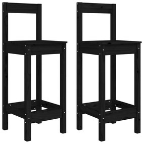 Barové židle 2 ks černé 40 x 41,5 x 112 cm masivní borové dřevo - Default Title