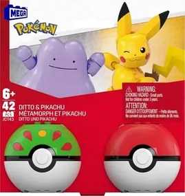 MEGA Stavebnice Pokémon Pikachu a Ditto / 2x Poké Ball / 42 dílků / od