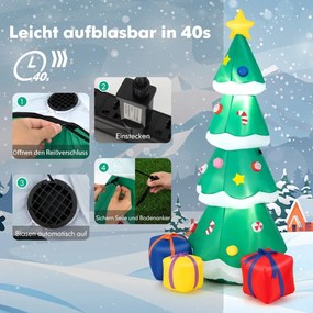 Costway 180 cm Nafukovací vánoční stromeček s dárkovou krabičkou LED vánoční