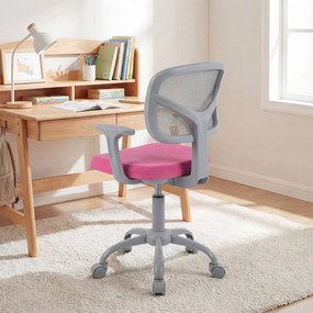 Costway Ergonomická dětská psací židle s nastavitelnou výškou a – tmavě růžová