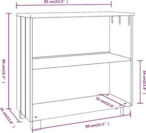 Příborník HAMAR bílý 85 x 35 x 80 cm masivní borovice 340501