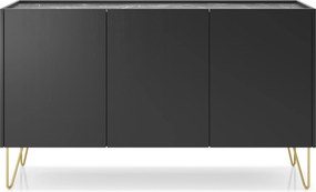 PSK Komoda HOPE, Černá/Marmur Black Royal 144 cm