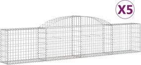 Klenuté gabionové koše 5 ks 300x30x60/80 cm pozinkované železo 3146488